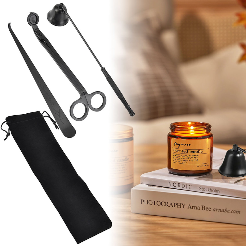 3PCS Portable Candle Wick Trimmer Scissors Extinguisher Hooks Candle ...