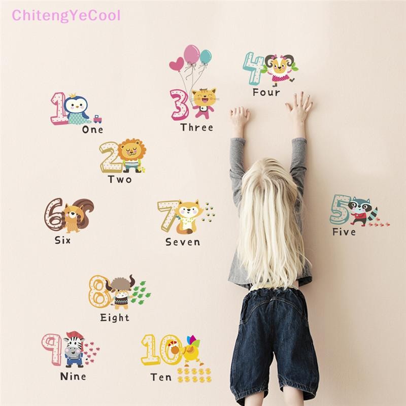 【HGPH】 1set funny animal number alphabet wall sticker kids room home ...