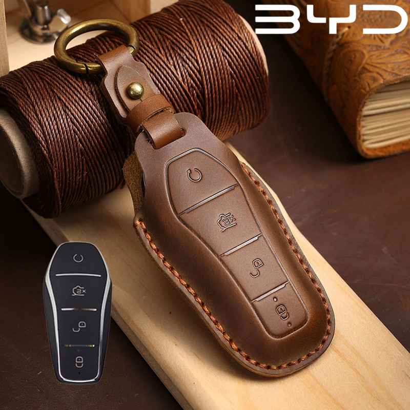 BYD Car Key Case BYD Dolphin Key Cover Genuine Leather Remote Key Case ...