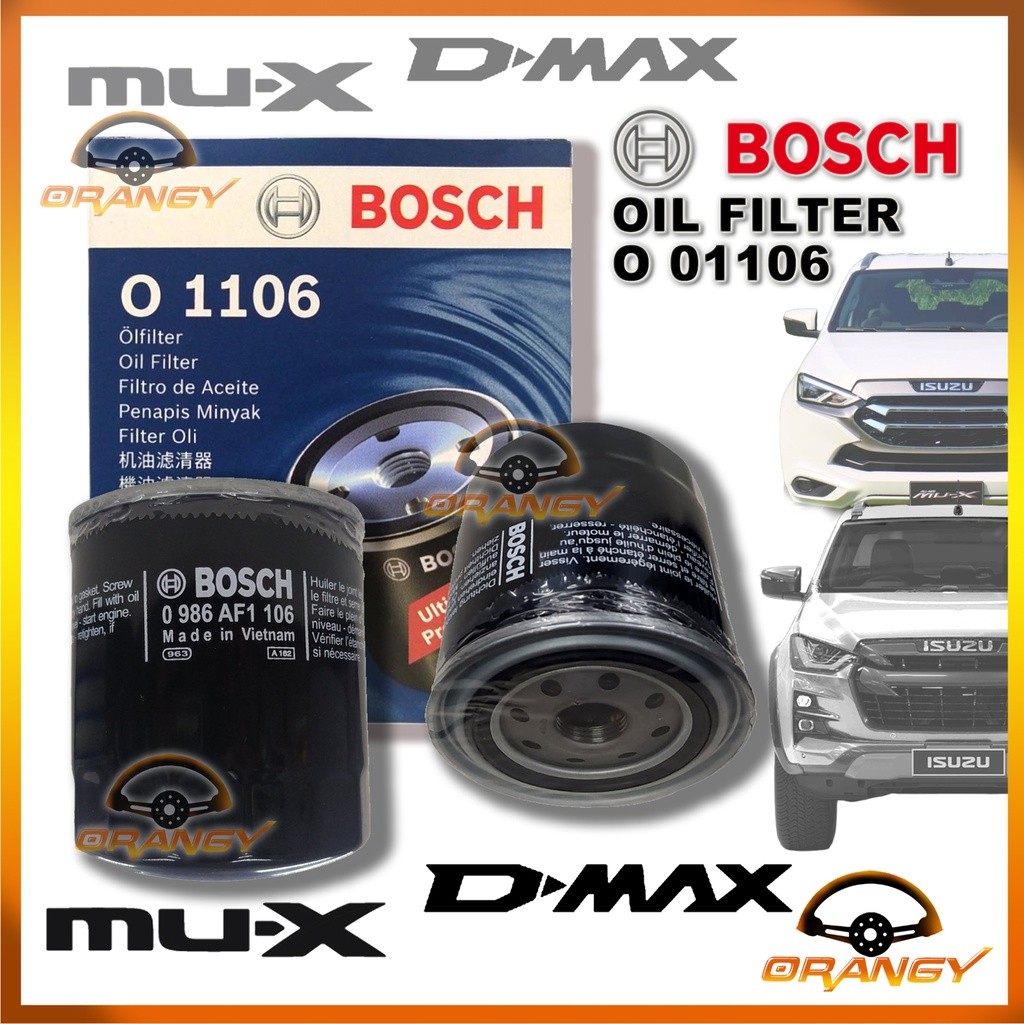 BOSCH Oil Filter for DMAX D-MAX and MUX MU-X (O 1106) (C-527) | Shopee ...