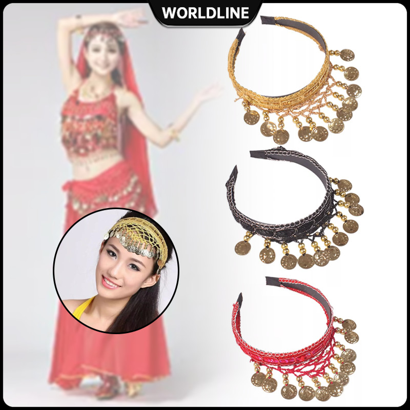 Golden Belly Dance Headwear Set - Ethnic Dance Hair Hoop & Headband for ...