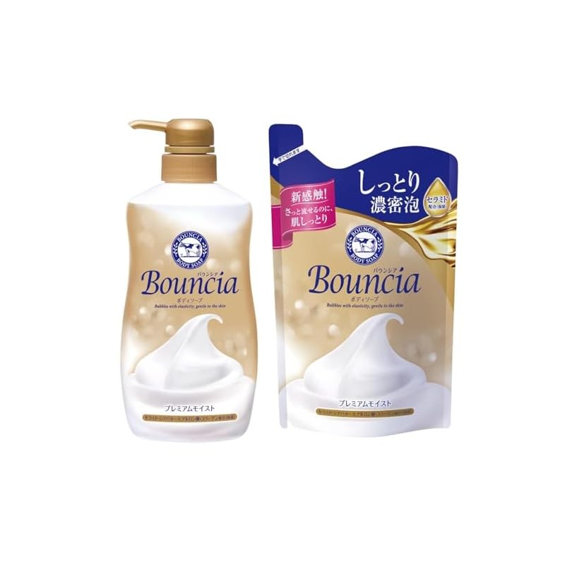 Bouncea Body Soap Premium Moist Pump 460ml 1 piece + Refill 340ml ...