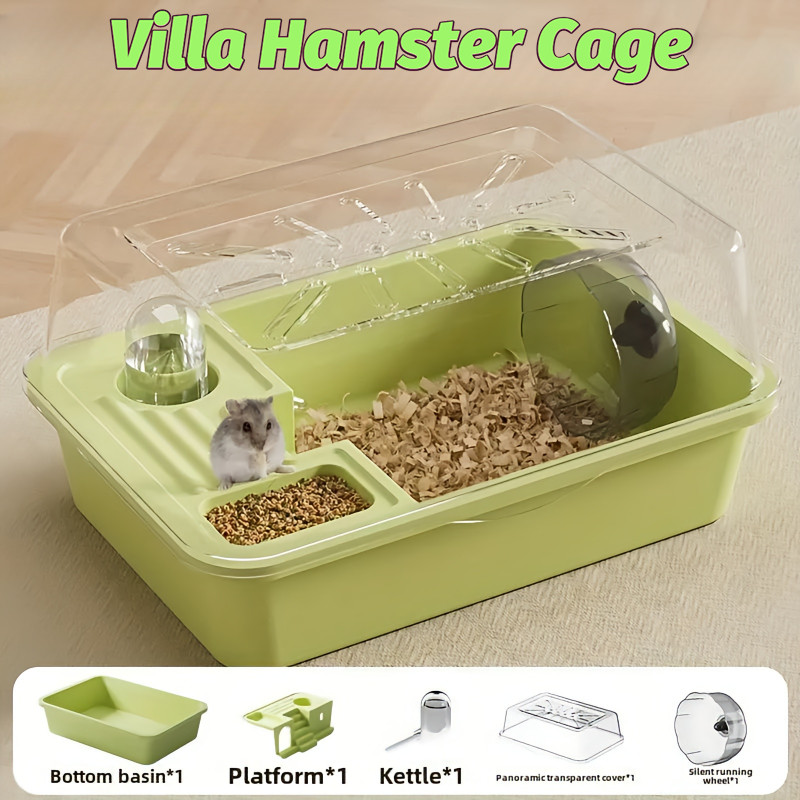 Hamster Cage Double Clear Cage Panoramic View Cage with Running Wheel ...