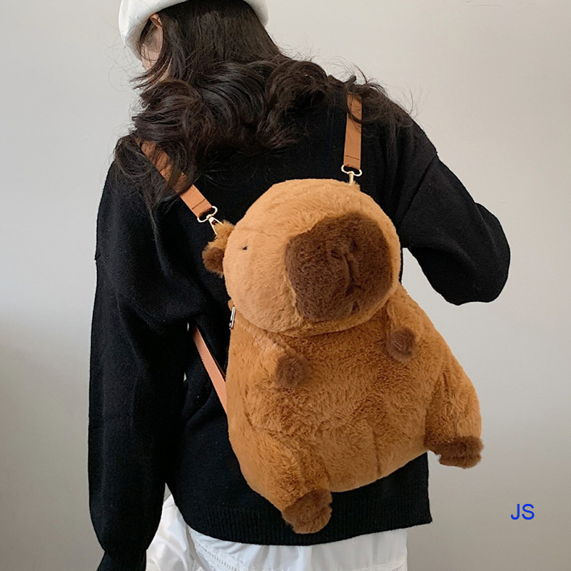 【JS】 Plush Capybara Backpack Plush Backpack Animal Cartoon Stuffed ...