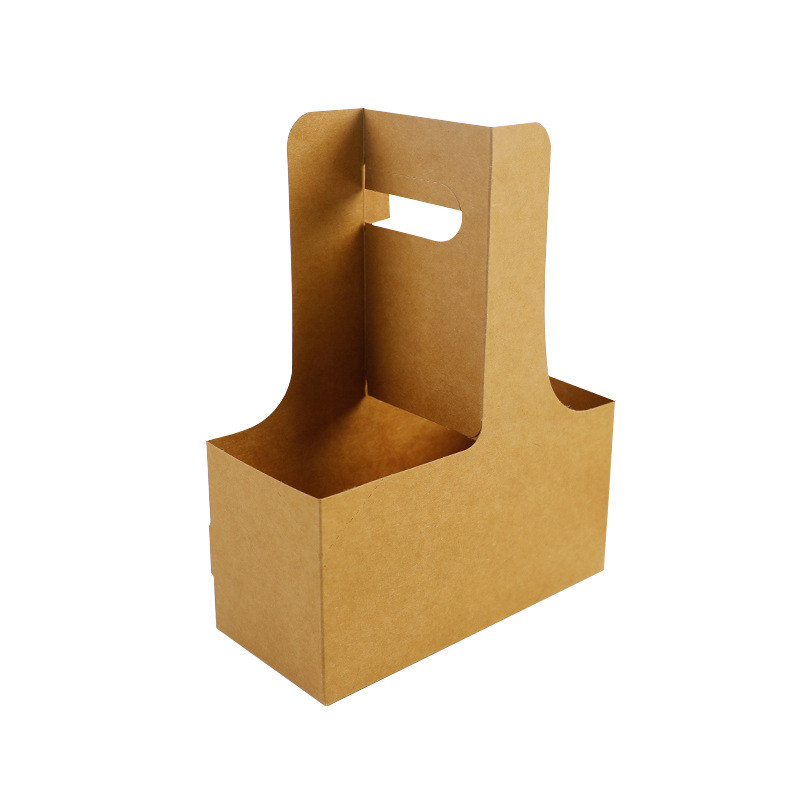 10Pcs Coffee Portable Box Kraft Paper Milk Tea Cup Holder Floral Flower ...