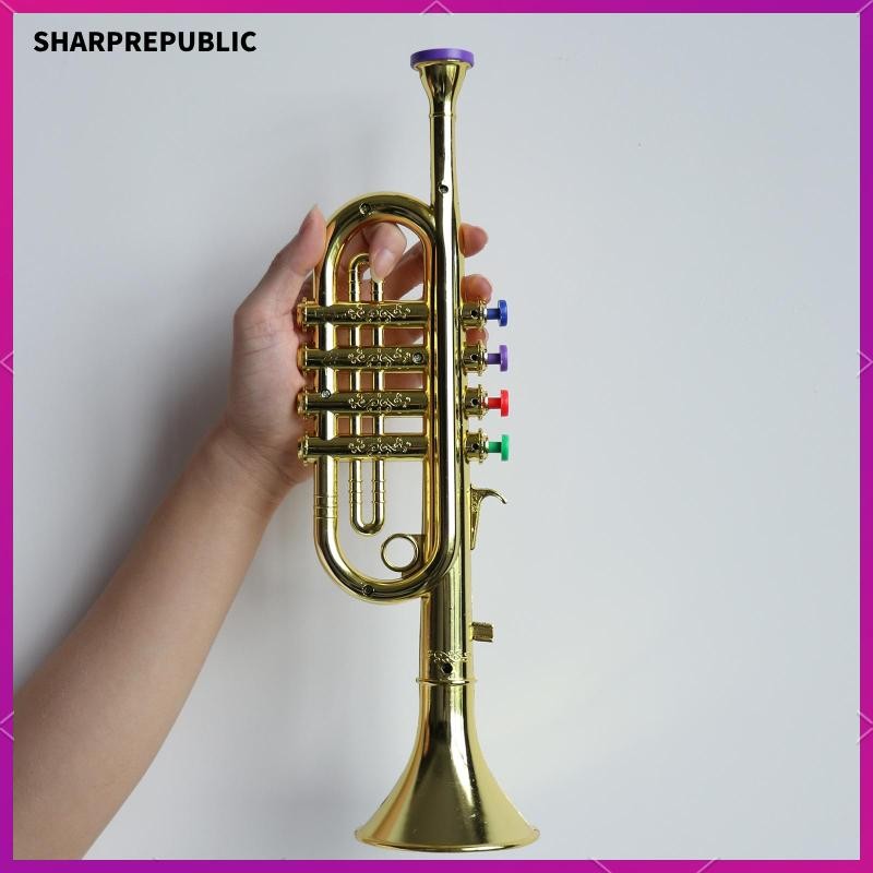 [Sharprepublic] 1x Kids Trumpet w/ 3 for Developmental Music Toy Golden ...