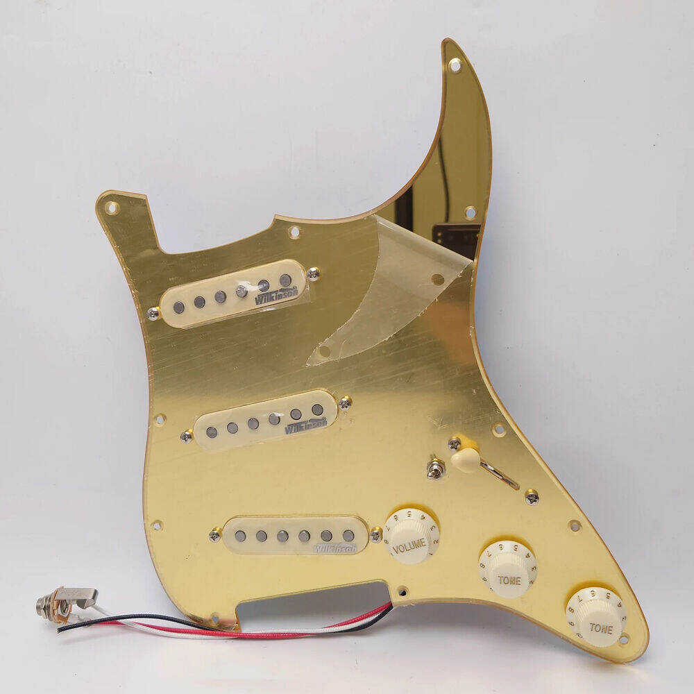 Prewired Loaded Guitar Stratocaster Pickguard Gold Mirror SSS Pick ...