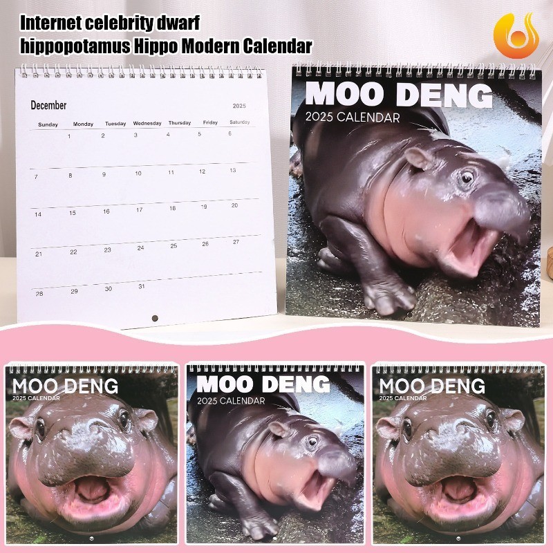 Cute Internet Celebrity Moo Deng Dwarf Hippopotamus Pattern Calendar ...