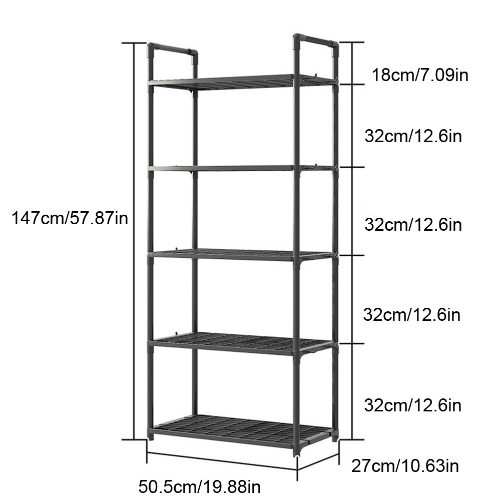 5 Tier Storage Shelves Adjustable Storage Rack for for Laundry Bathroom ...
