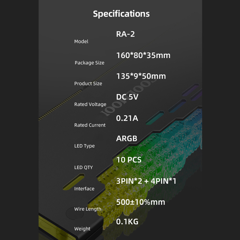 COOLMOON RA-2 RAM PC Memory Bank Heat Sink Cooler ARGB Colorful Heat ...