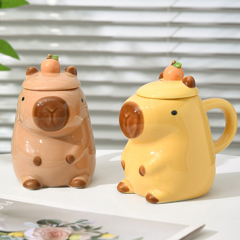 GMARTY 3D Capybara Mug Ceramic Coffee Mug Cartoon Capybara Couple Cup ...