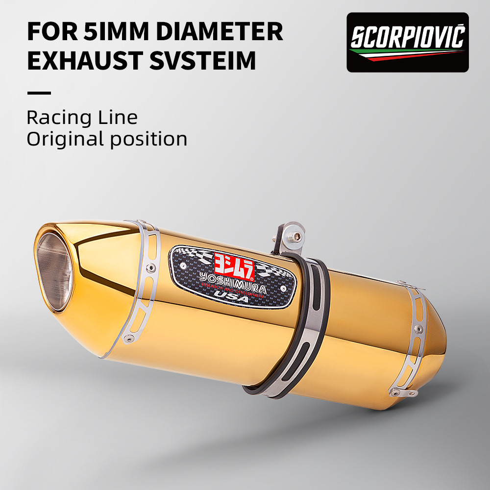 51mm Motorcycle Exhaust gold Muffler Pipe LeoVince Escape Moto With DB ...