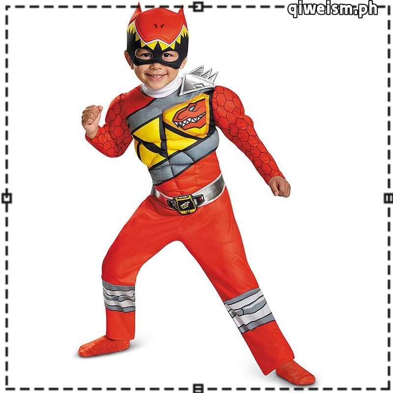 Red Power Rangers Dinosaur Charge Boys Muscle Costume Fancy Dress ...