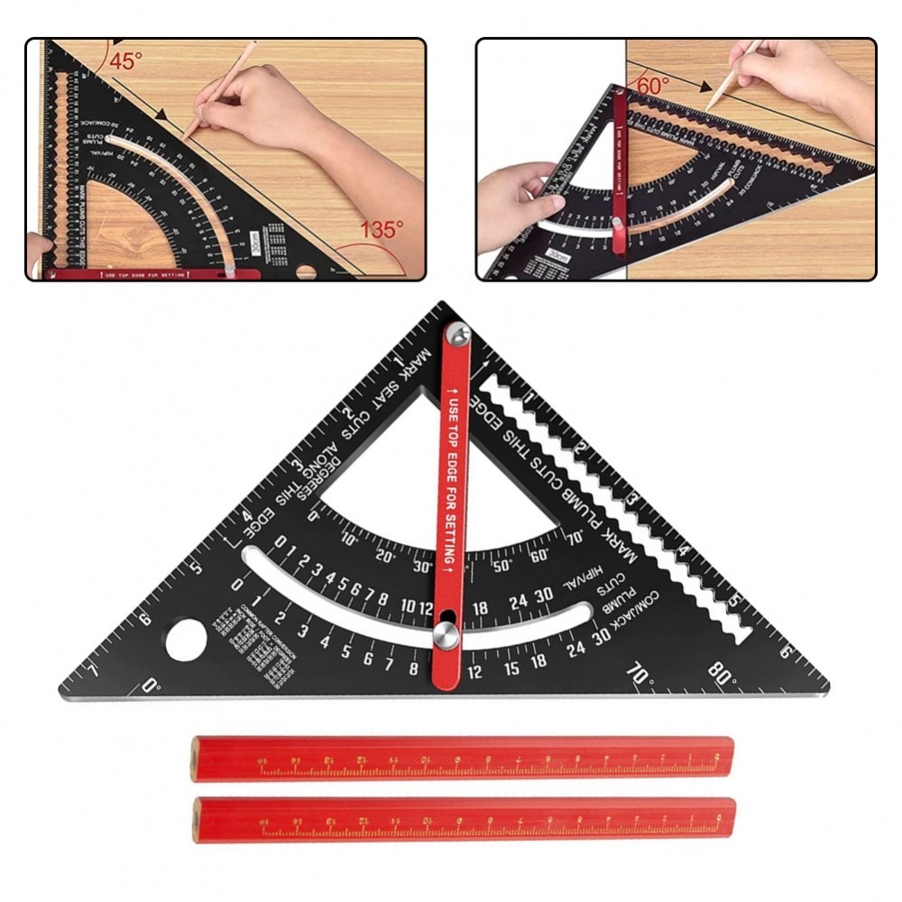 Carpenter Layout Tool 7 Inch Adjustable Triangle Ruler with Pencil Set ...