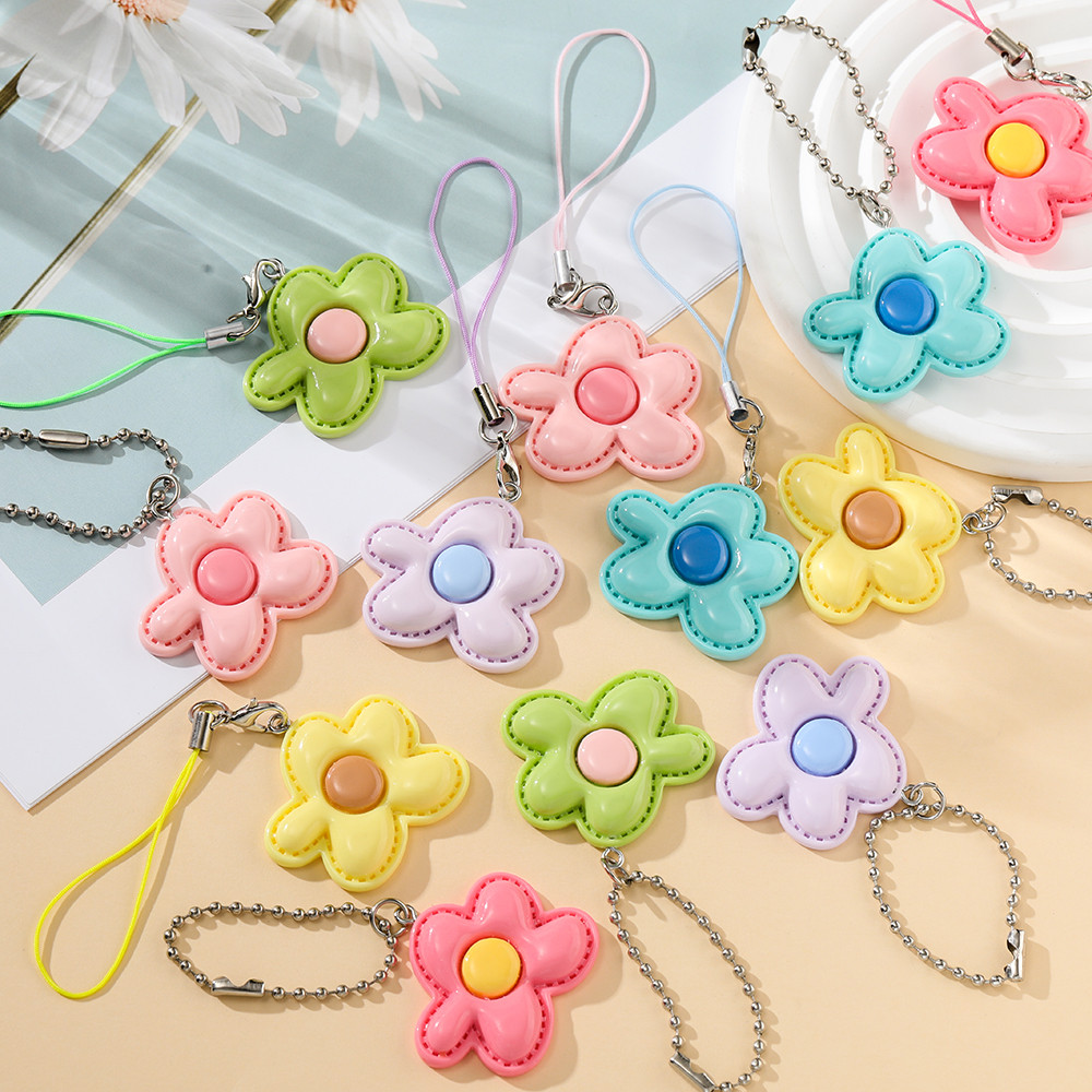 St. kunkka Colorful Resin Flower Keychain Bead Chain School Bag Cute ...