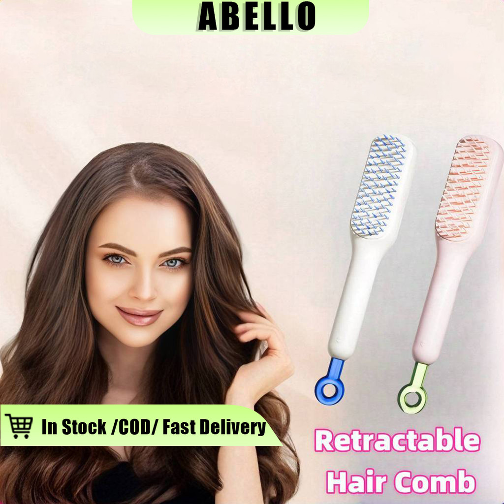 Pink/White/Blue Hair Comb Self Cleaning Anti-Static Hair Brush Massage ...