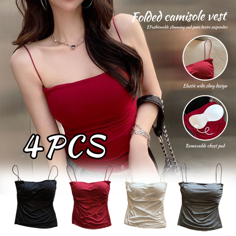 4pcs Women Summer Suspender Vest - Breathable - with Thin Straps ...