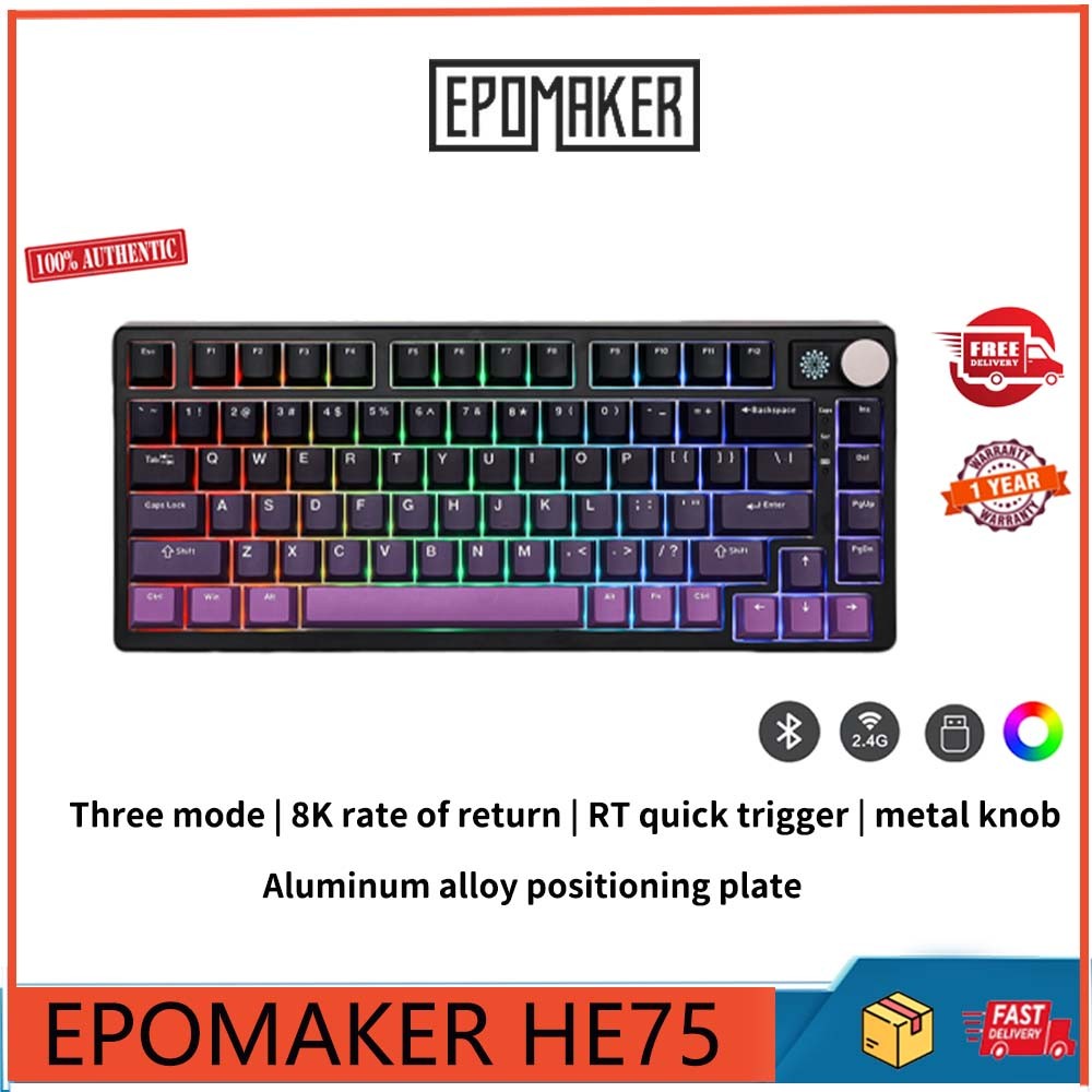 EPOMAKER HE75 three mode e-sports magnetic axis keyboard, GASKET ...