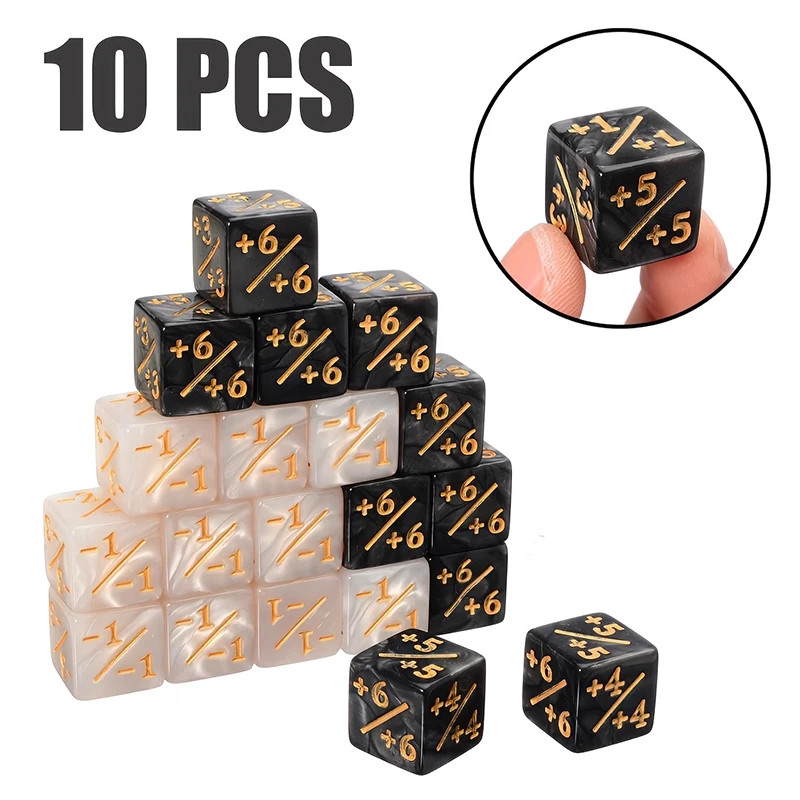 10Pcs 16mm 6 Side Dice Counters +1/-1 Dice Kids Toy Counting Dice For ...