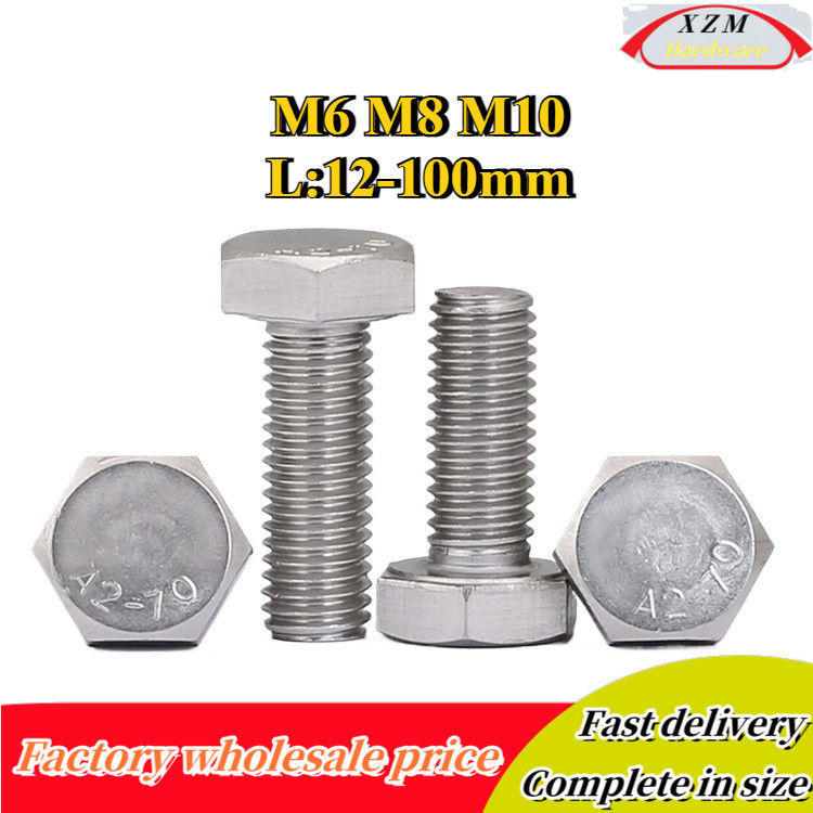 304 Stainless Steel Fine Thread External Hexagon Screw M6 M8 M10 Young Thread Screw Fine Thread ...