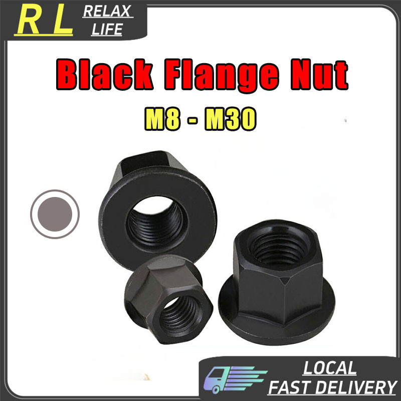 [RL] Black Carbon Flange Nut M8 M10 M12 M14 M16 M18 M20 M22 M24 M27 M30 ...