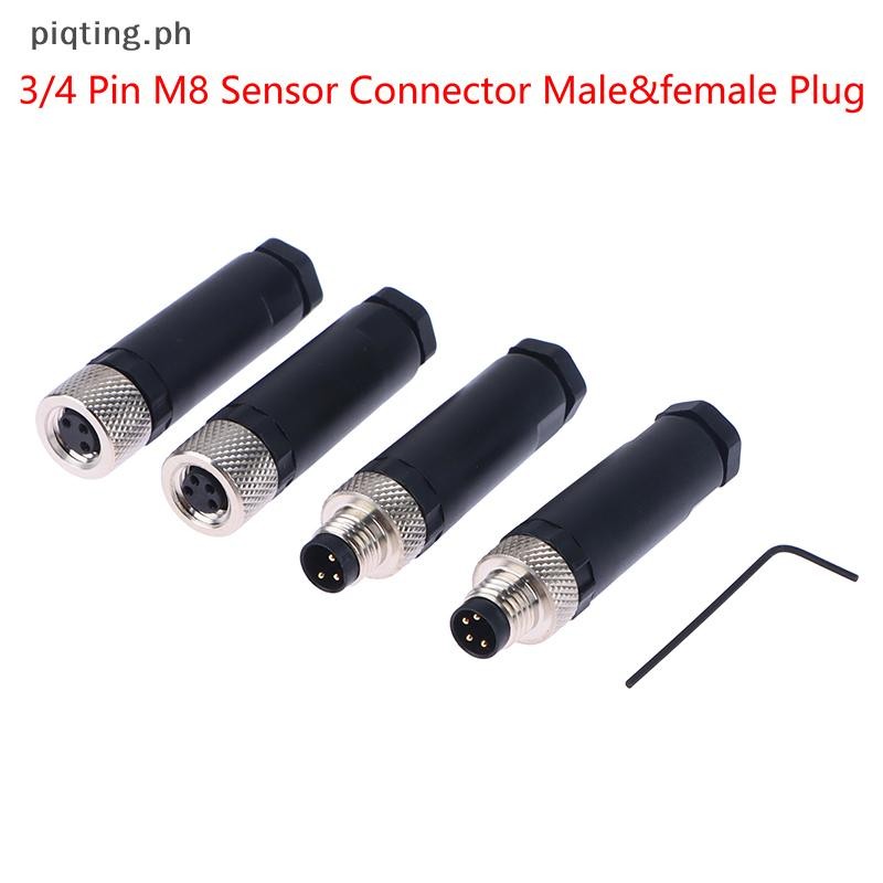 PP M8 Sensor Connector Waterproof Male&female Plug Screw Threaded Plug Coupling 3 4 Pin Flange ...