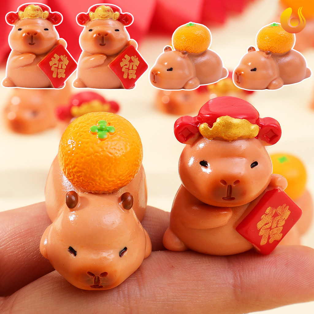 Chinese New Year Cartoon Capybara Figurines Resin DIY Accessories ...