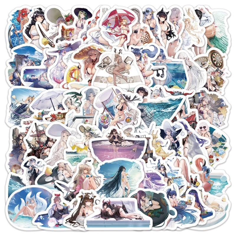 Z&M 60Pcs/Set Azur Lane Stickers Summer Skin Waterproof Decal for Toys ...
