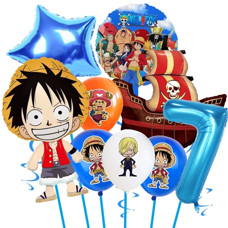 9pcs/set One Piece Theme Cartoon Luffy Foil Balloon Birthday Party ...