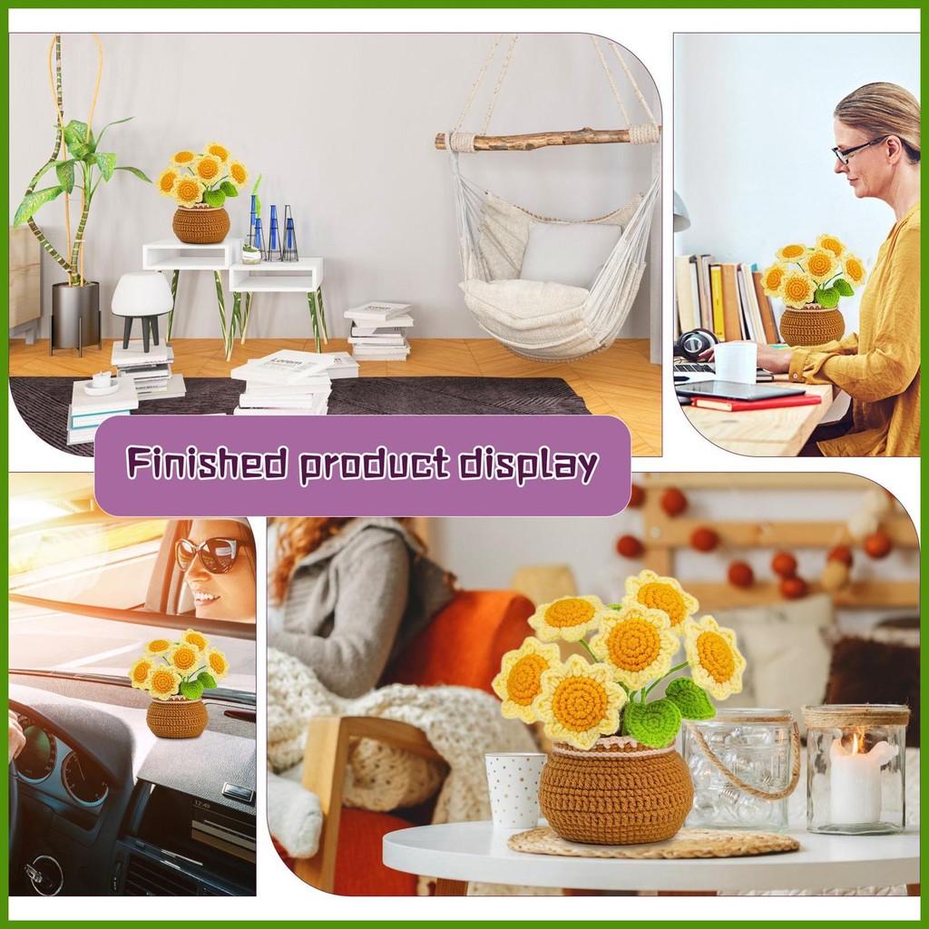 Sunflower Plant Crochet Kit Crochet Flower Material Kit Crochet ...