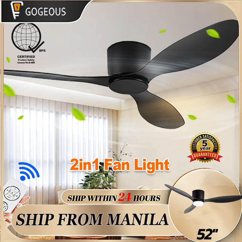 GOGEOUS 52 Inch Nordic Ceiling Fan Big Size 3 Blade Chandelier Fans ...