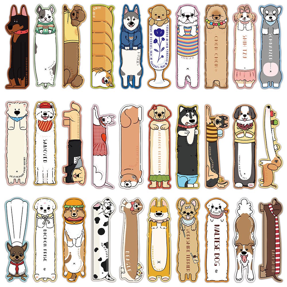30 Sheets Reading Puppy Bookmarks Cartoon Animal Decoration Paper ...