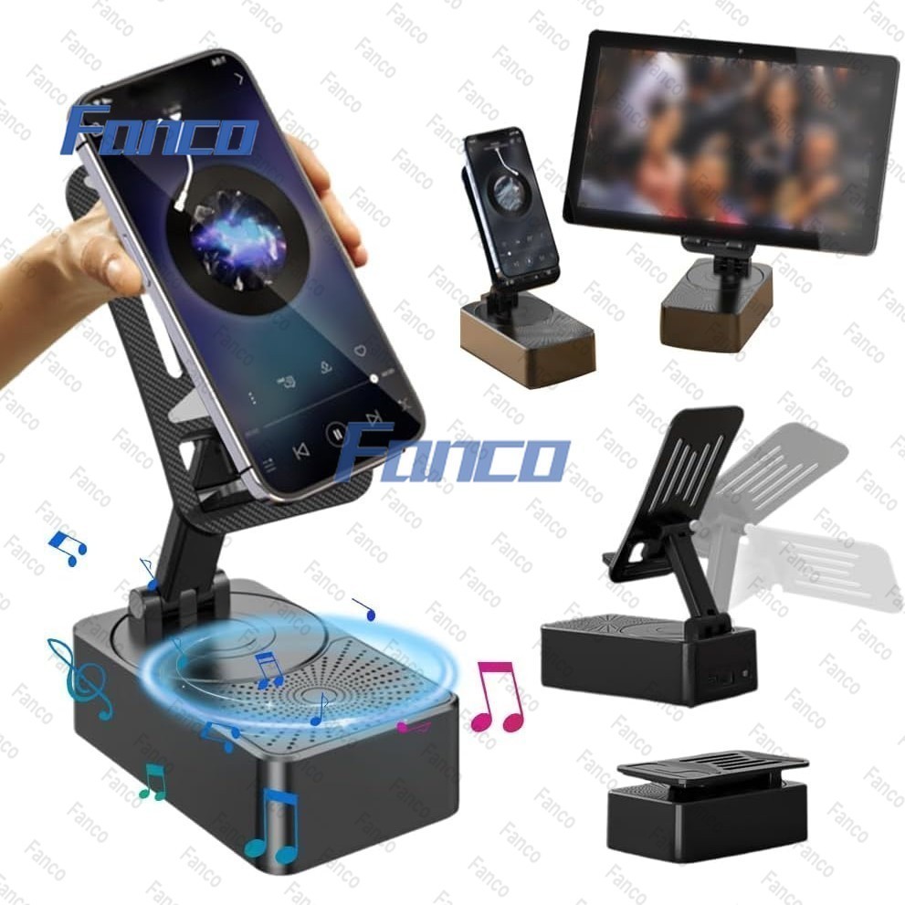 3 in 1 Cell Phone Stand with Wireless Bluetooth 5.3 Speaker Anti-Slip ...