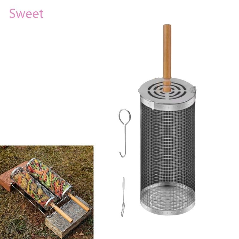 Sweet Compacts BBQ Smoker Cage Portables Round Outdoor Camping Barbecue ...