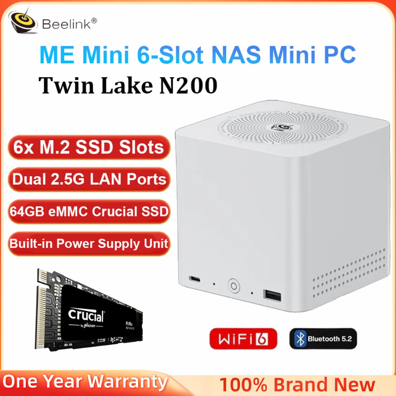 Beelink ME mini 6-Slot Home Storage NAS Mini PC Intel N200/150 64GB ...