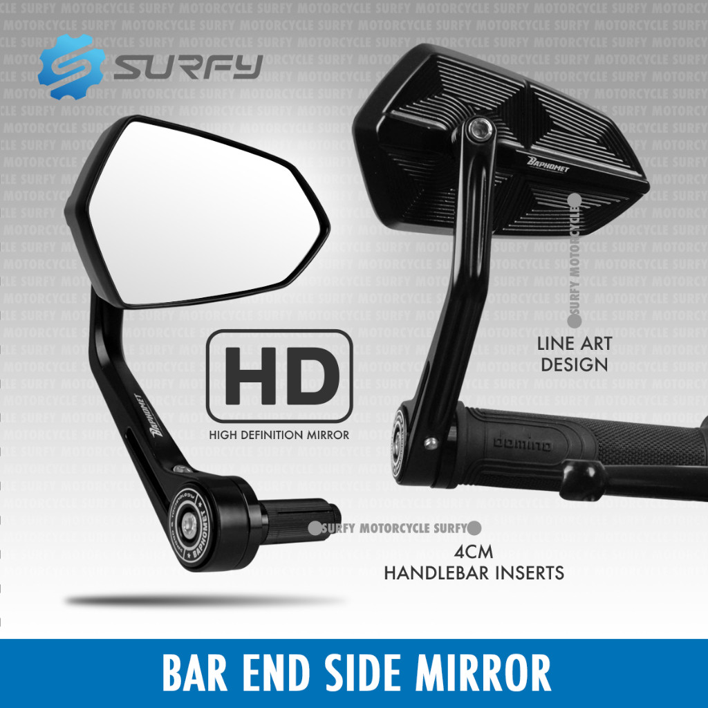 Baphomet Premium Bar End Side Mirror Line Art Design Universal Fully ...