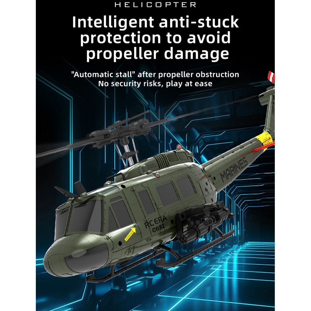 RC ERA C032 UH-1 Six Channel Brushless RTF RC Helicopter 3D Flip ...