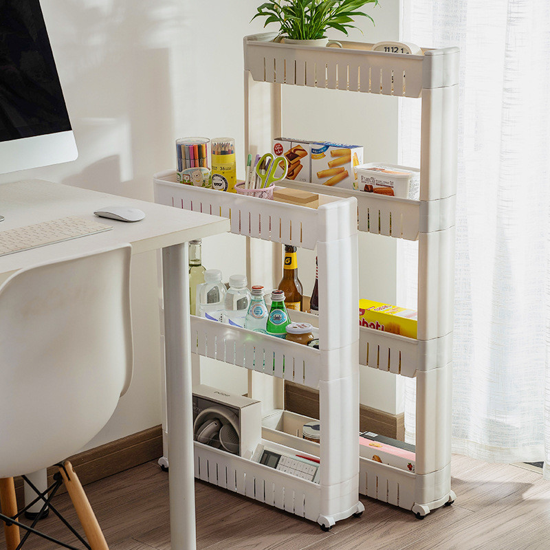 Mobile Narrow Gap Storage Shelf With Wheels Office Bathroom Kitchen ...