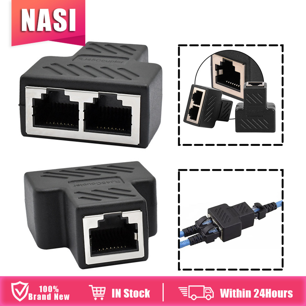 Female To Female Ethernet Network Cable 2 Way RJ45 Splitter Adapter LAN ...