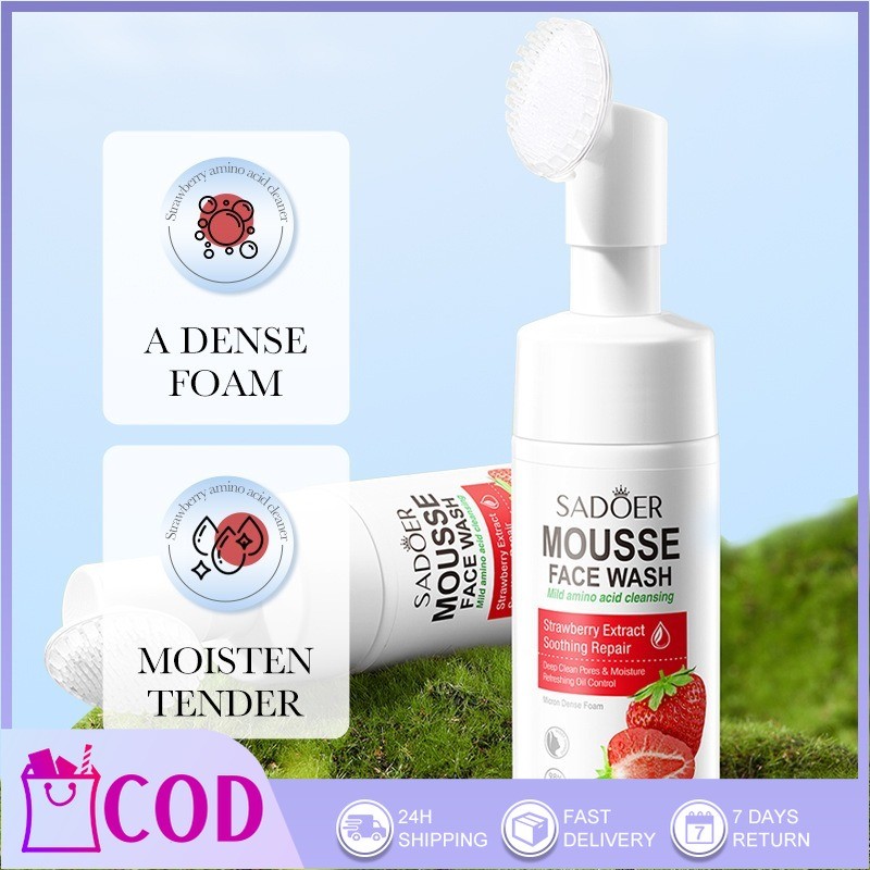 120ML Mousse Face Cleanser Refreshing Deep Foam Cleansing with Brush ...