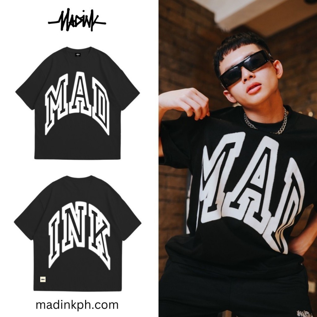 MAD INK Unisex Oversized Tee Big Arch Logo in Black | Shopee Philippines