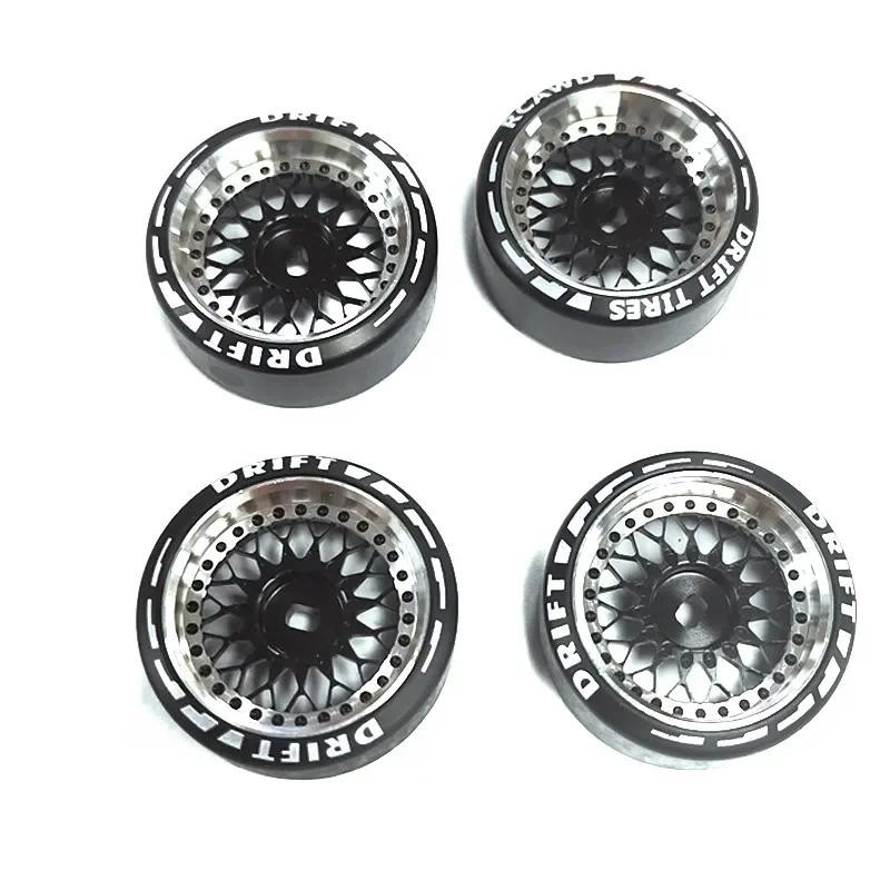 4pcs/set alloy rc wheel rim+ drift tire for 1/28 Wltoys K969 K989 P929 ...