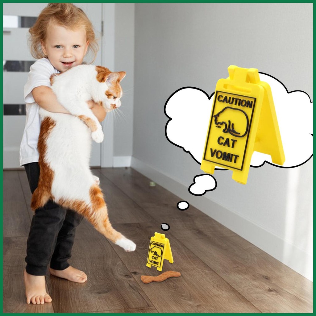 Cat Vomit Warning Sign Cat Warning Sign Decoration 3D Printing Novelty ...