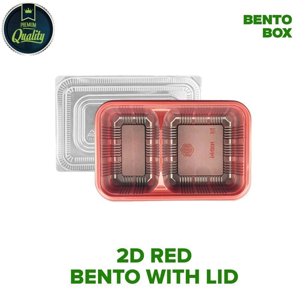 ''50pcs ’‘ Red Bento Box With Plastic Lid 2/3/4/5 Grid Partition ...