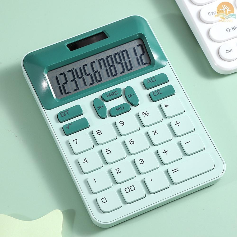 Mechanical Calculator 12 Digit Large Solar Power and LCD Display Big ...