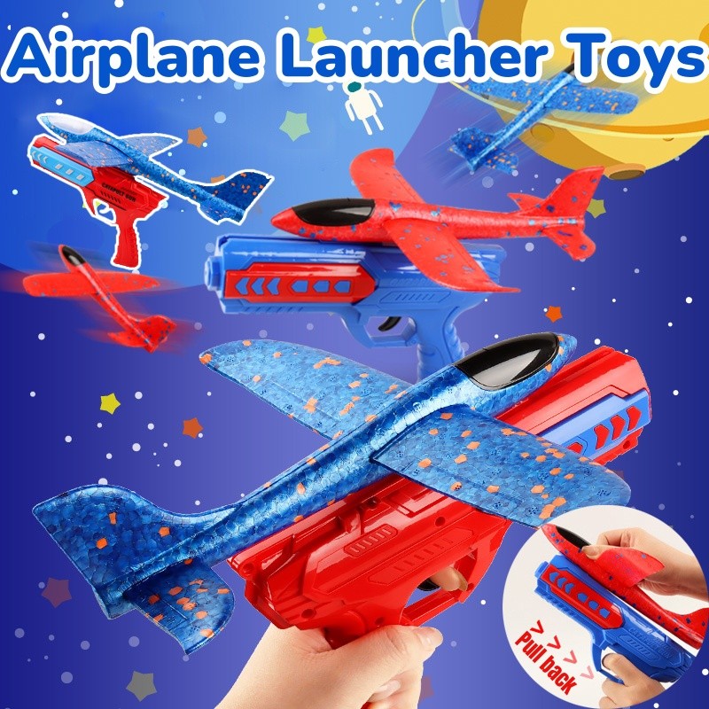 Kids Airplane Launcher Toys LED Throwing Flight Foam Glider Toys ...