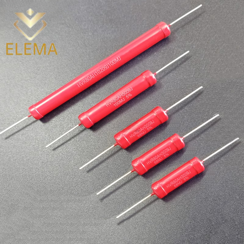 1Pcs HVR80-5W Non Inductive Red high voltage resistor 2K 10K 100K 1M 5M ...