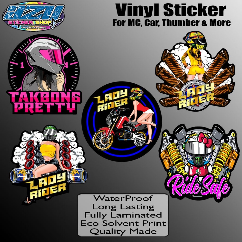 Lady Riders Sticker For MC, Car, Thumbler & More , Waterproof, Long ...