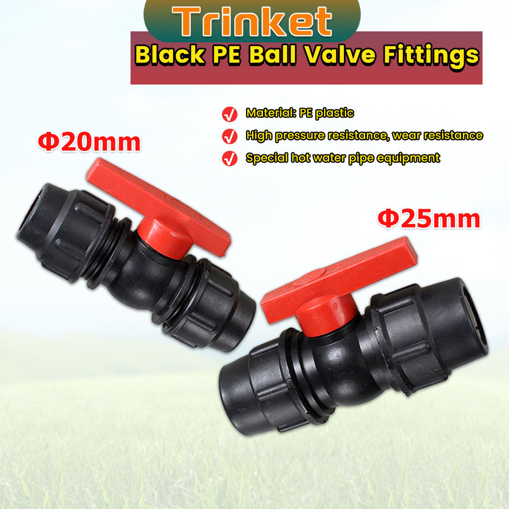 Trinket Black Pe Compression Ball Fittings Valve Water Pipes Stop Valve ...