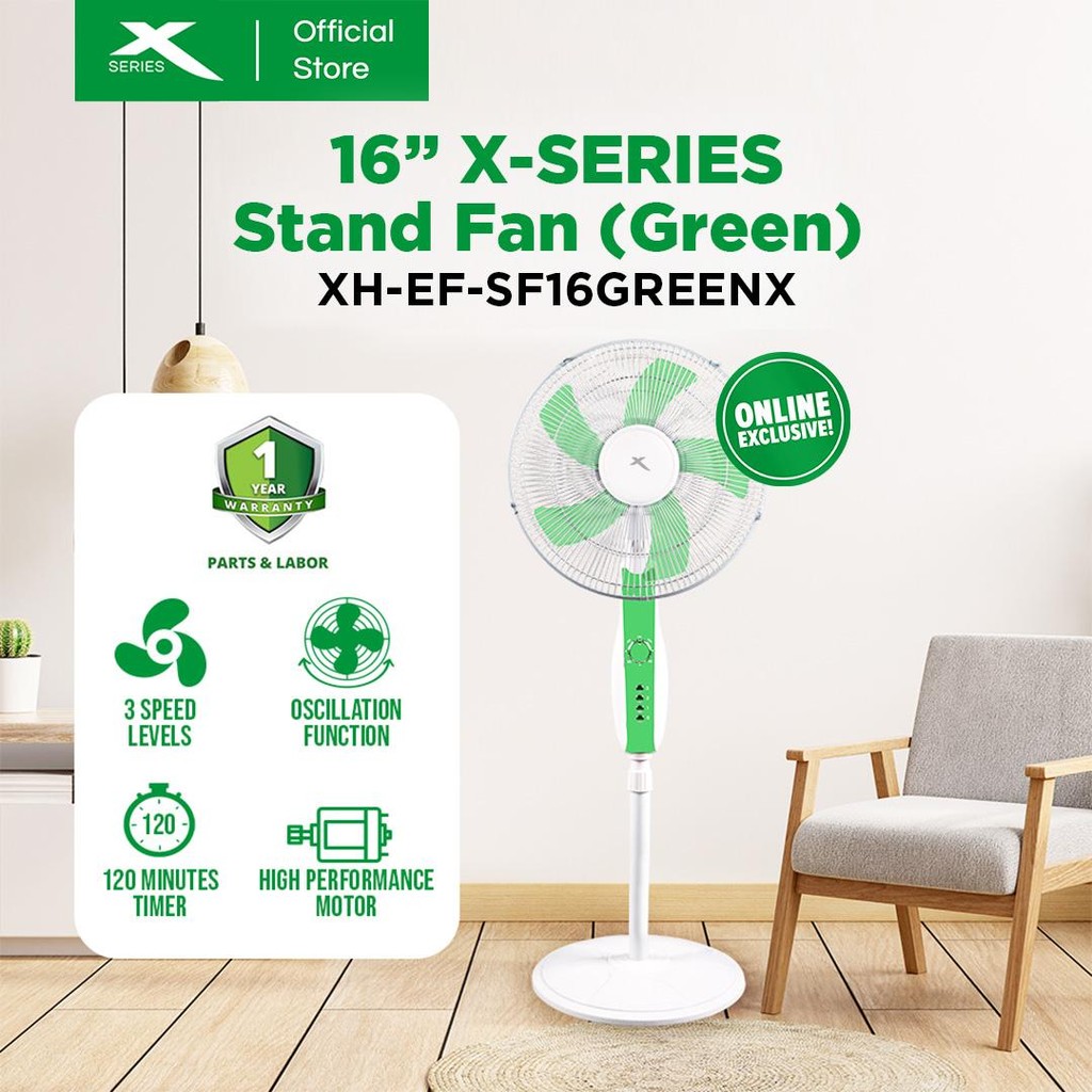 X-SERIES 16 inches Stand Fan Adjustable Tilting Head Oscillation ...